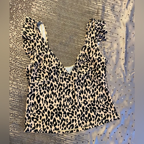 SHEIN | Swim | Animal Print Frilly Swim Top M | Poshmark